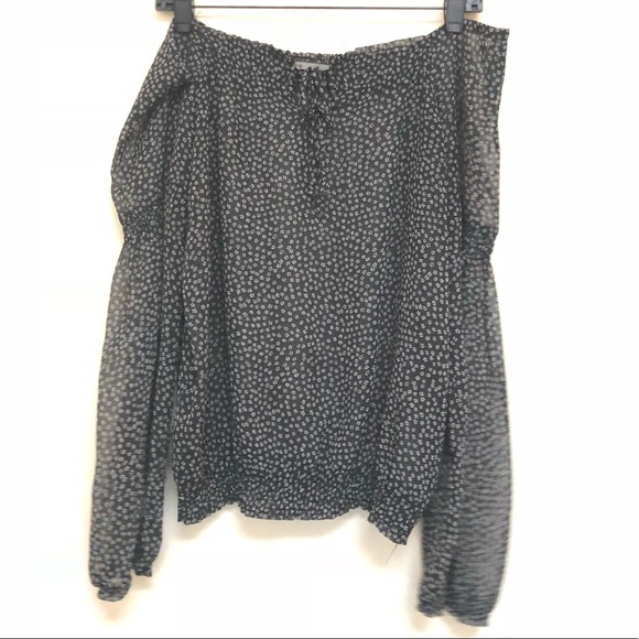 Zara | Tops | Zara Offshoulder Navy Floral Sheer Top | Poshmark